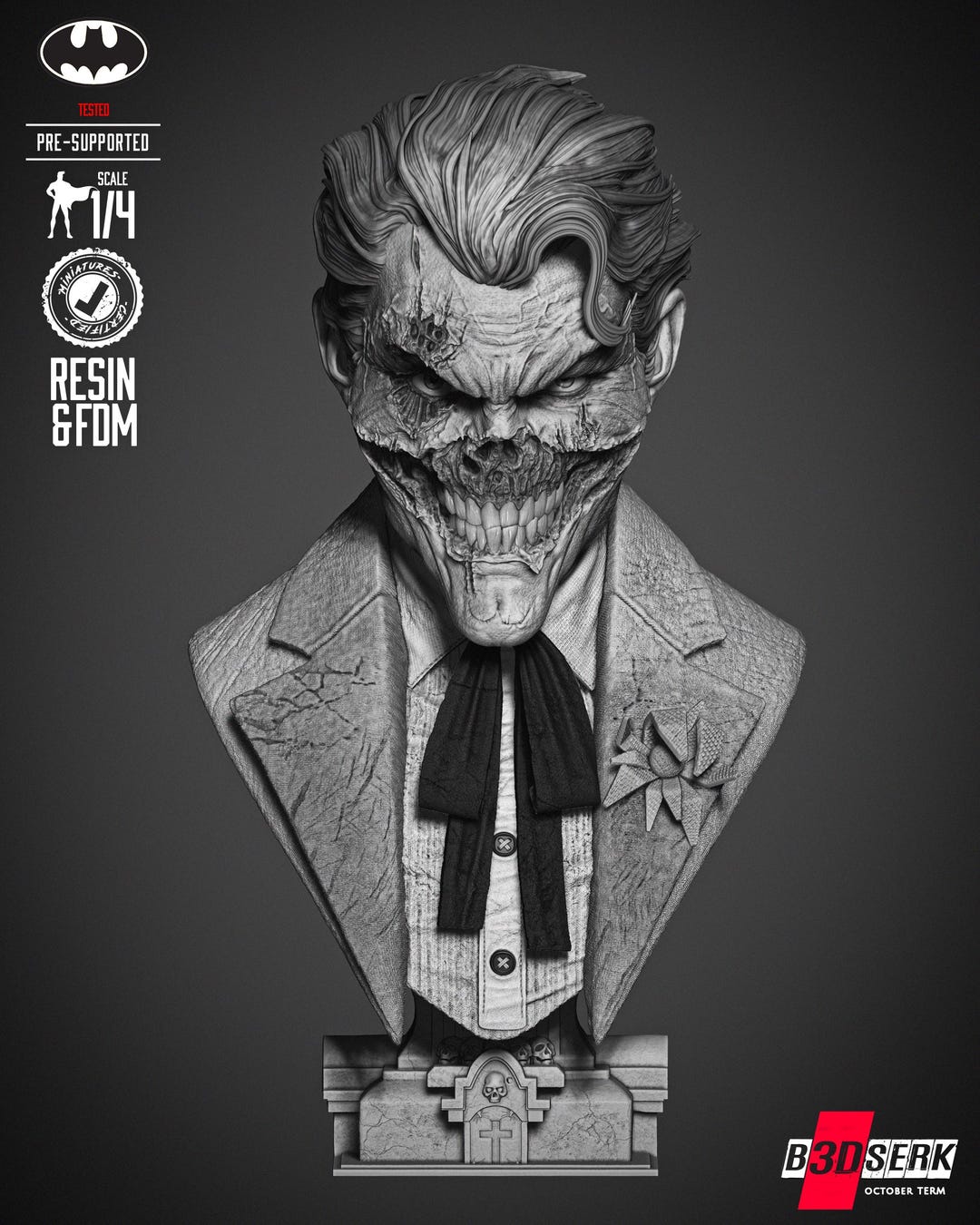 Zombie Joker Bust by B3dserk 3D Printed Unassembled/unpainted Resin ...