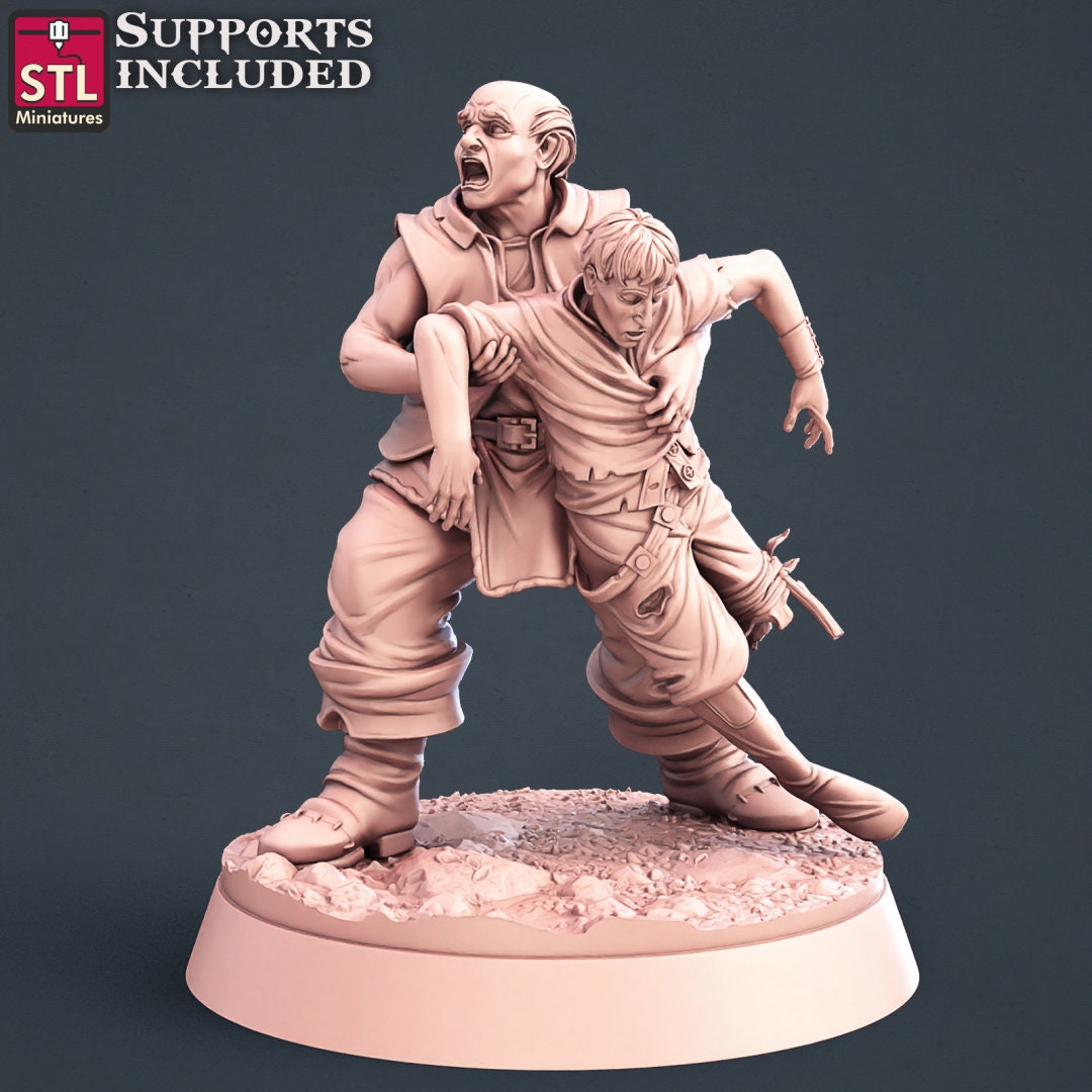 Injured Villagers by STL Miniatures 3D Printed Dnd Pathfinder - Etsy