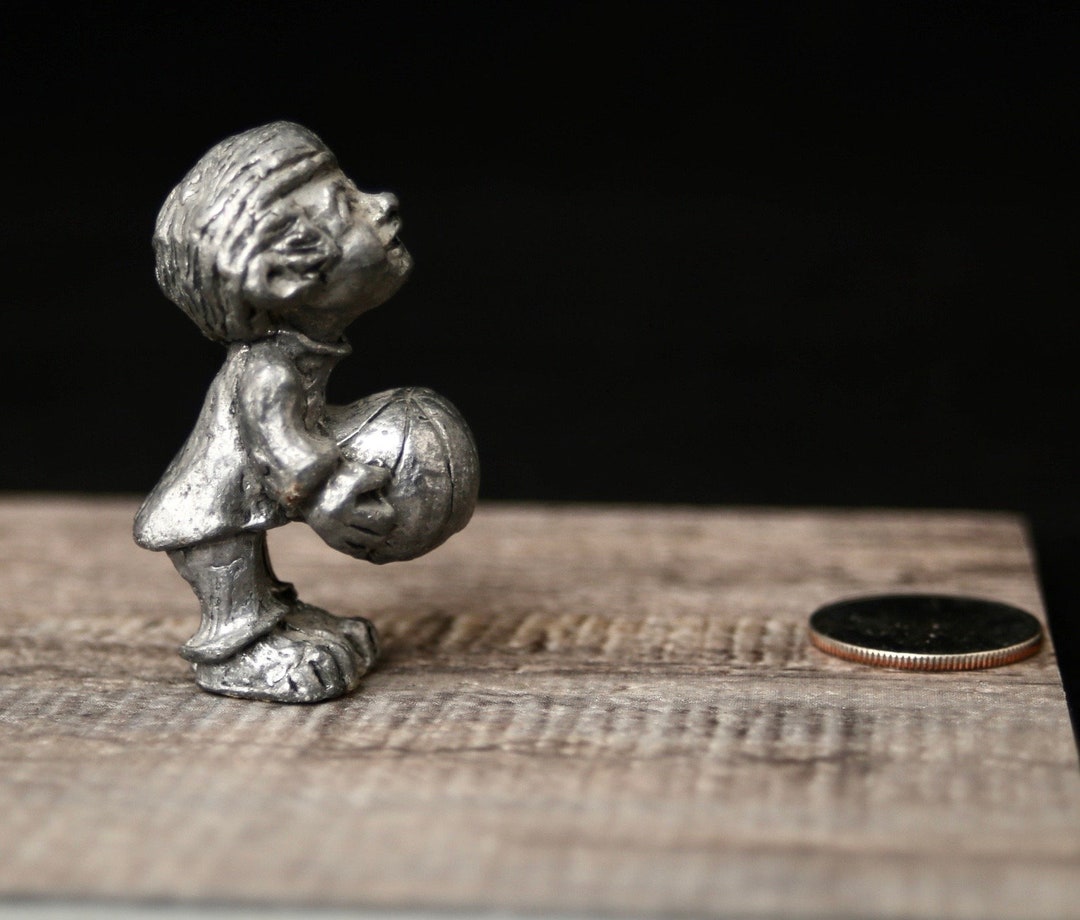 Pewter Collectible Figurine Little Boy Basketball Player Shooting Hoops ...