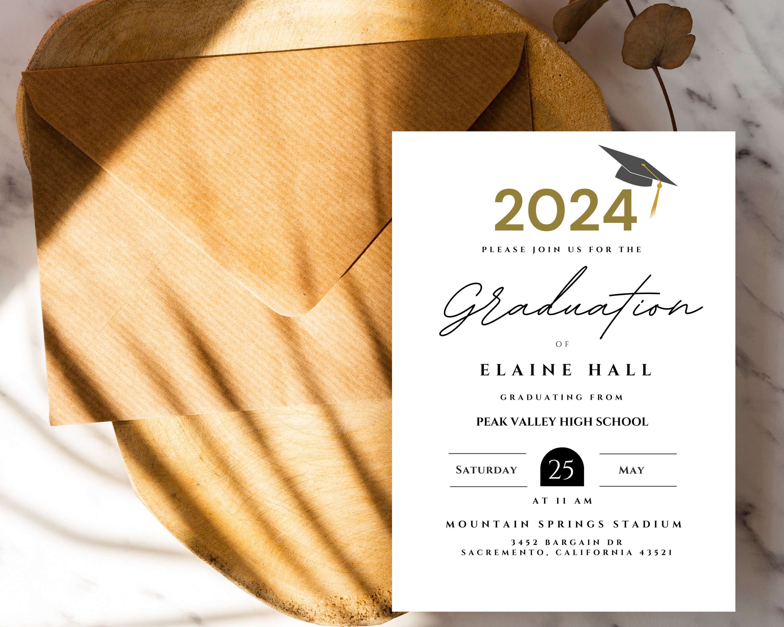 Graduation Invitation Template Printable Editable Electronic Graduation ...