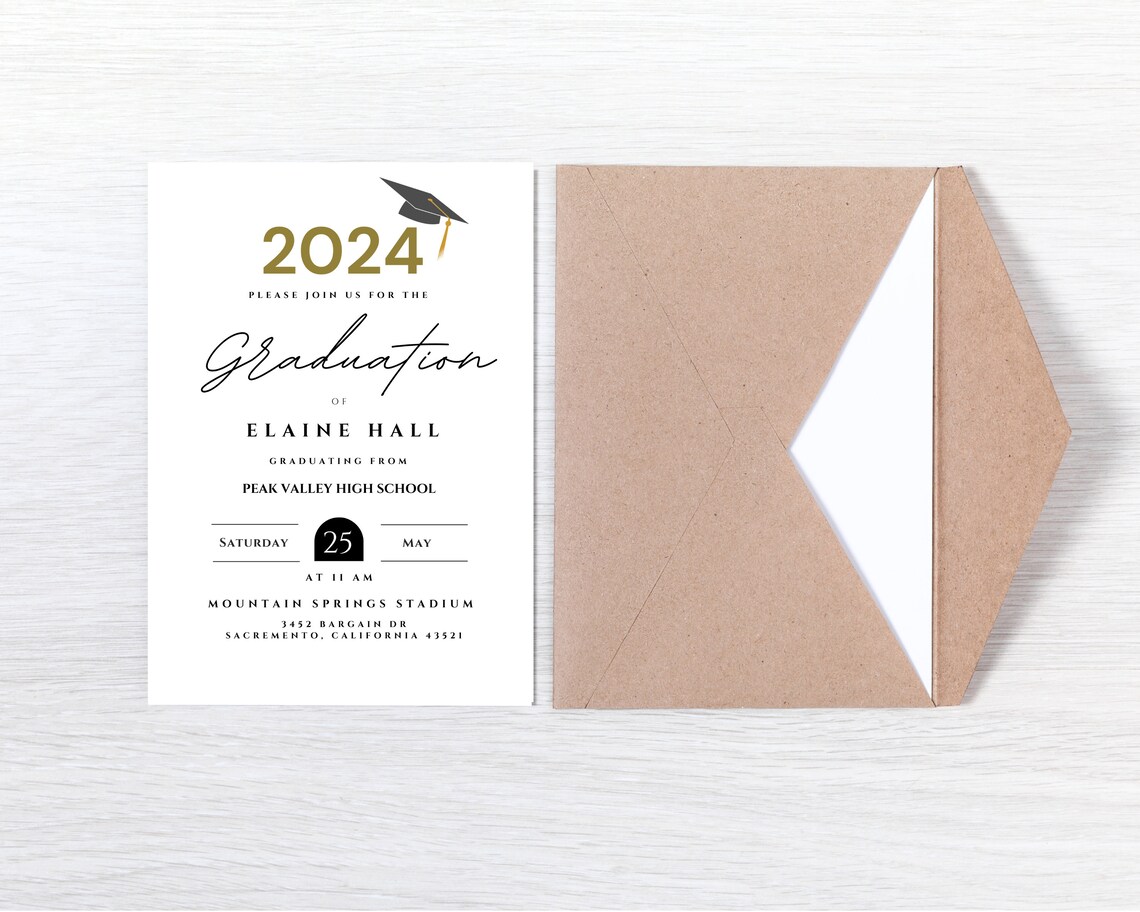 Graduation Invitation Template Printable Editable Electronic Graduation ...