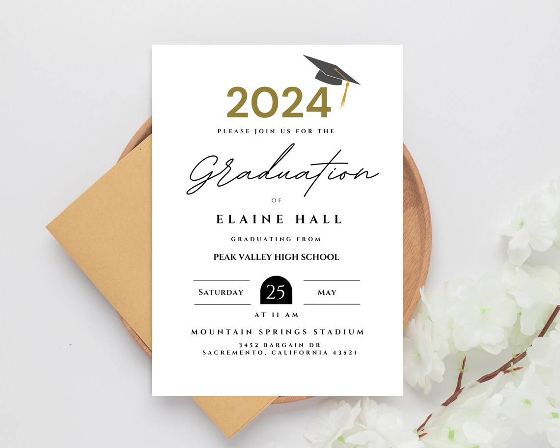 Graduation Invitation Template Printable Editable Electronic Graduation ...