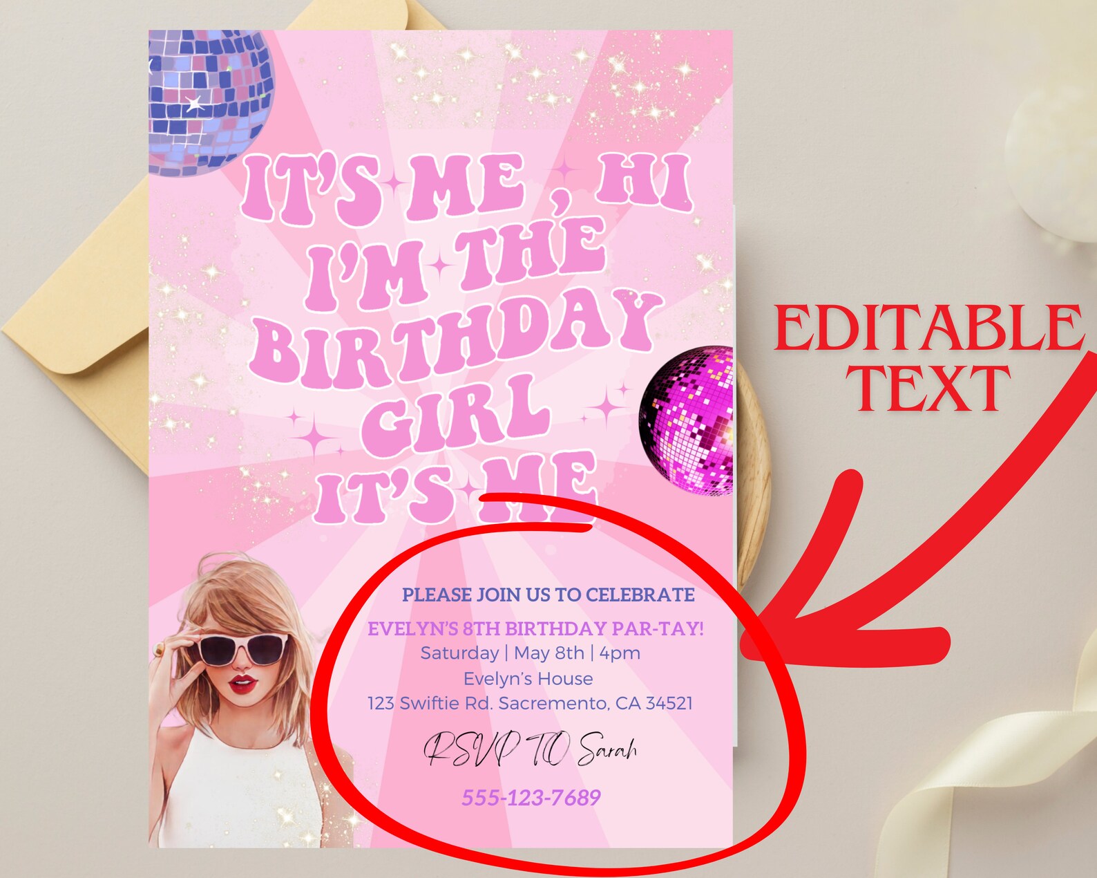 Self Editable Digital Birthday Invitation, Music Party Invite, Eras ...