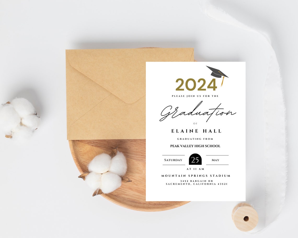 Graduation Invitation Template Printable Editable Electronic Graduation ...