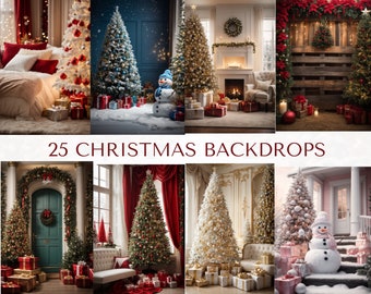 Christmas Digital Backdrop: Festive Holiday Background for Photoshop ...