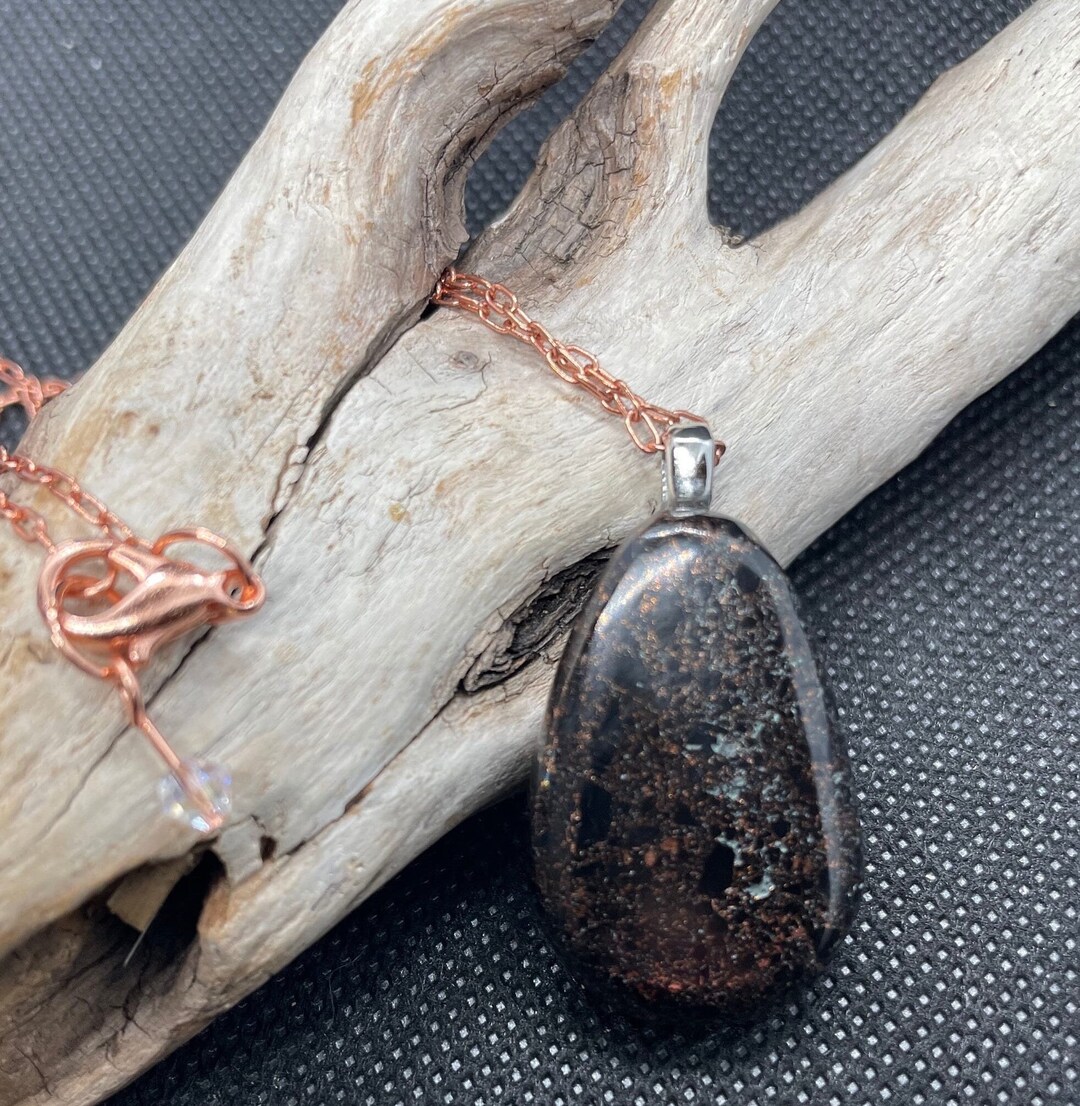 Michigan Native Copper Firebrick Necklace With Swarvorski Crystal ...