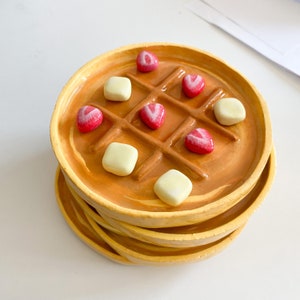 Pancake Waffle Tic Tac Toe Board Clay Tic Tac Toe Game Small Size - Etsy