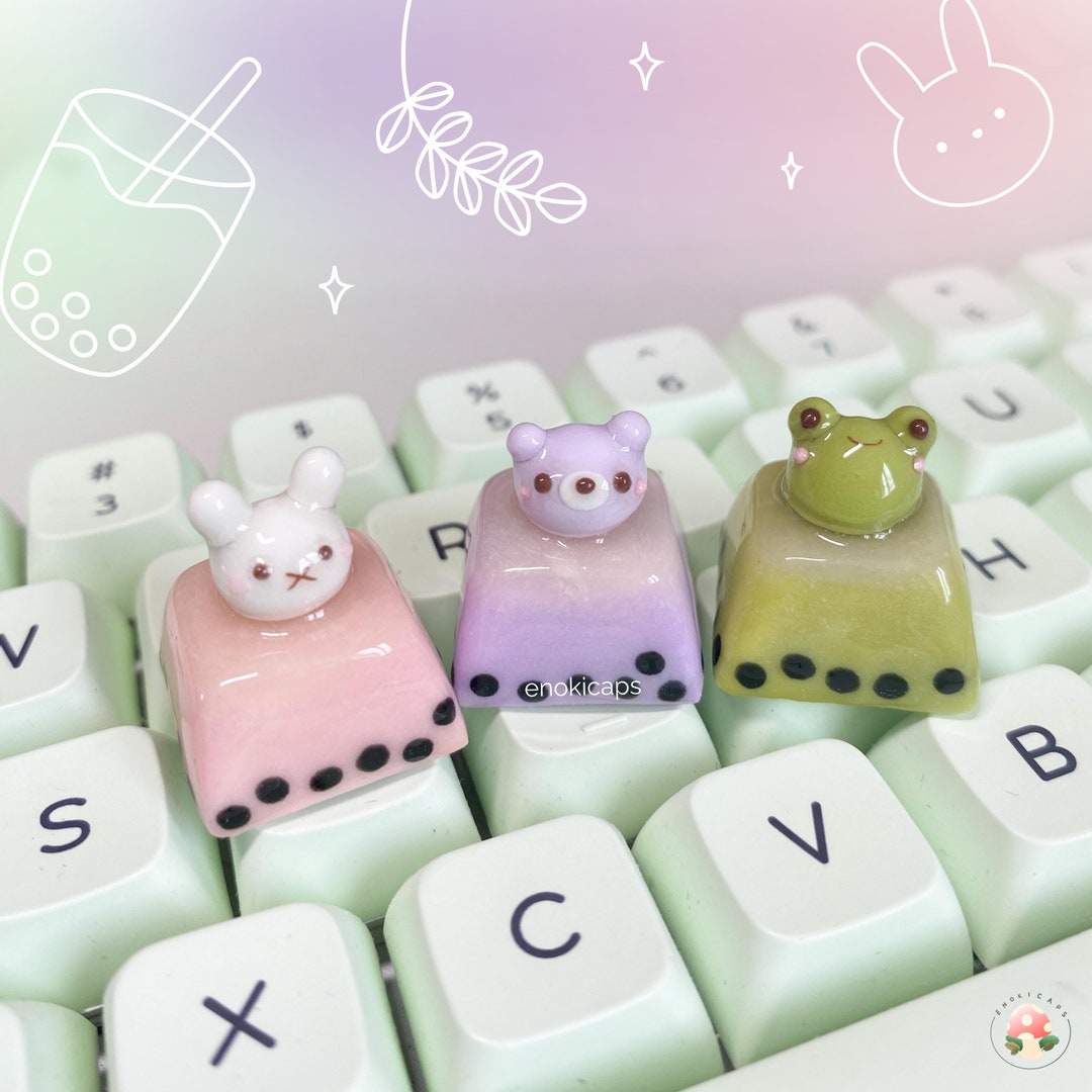 Boba Bubble Tea Keycaps Frog, Bunny, Bear Keycap Artisan Keycaps - Etsy