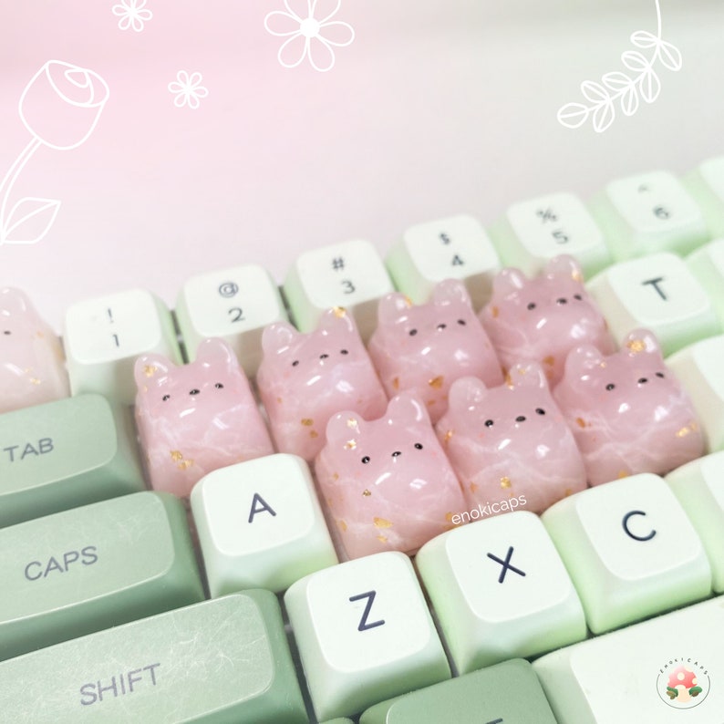 Rose Quartz Bear Keycap | Artisan Keycap | Resin Keycap | Bear Keycap ...