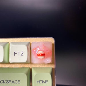 Strawberry Jelly Pudding Cat Keycap | Artisan Keycap | Resin Keycaps - Etsy