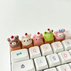 Ice Cream Animalkeycap | Bear, Pig, Frog, Bunny Artisan Keycap - Etsy