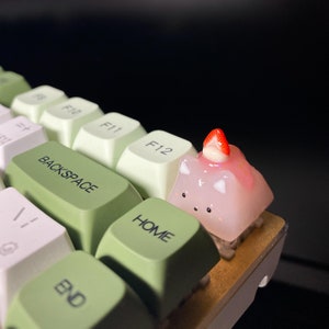 Strawberry Jelly Pudding Cat Keycap | Artisan Keycap | Resin Keycaps - Etsy