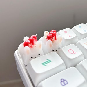 Strawberry Tanghulu Bunny Keycap | Artisan Keycap | Resin Keycaps - Etsy