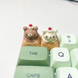 Ice Cream Animalkeycap | Bear, Pig, Frog, Bunny Artisan Keycap - Etsy