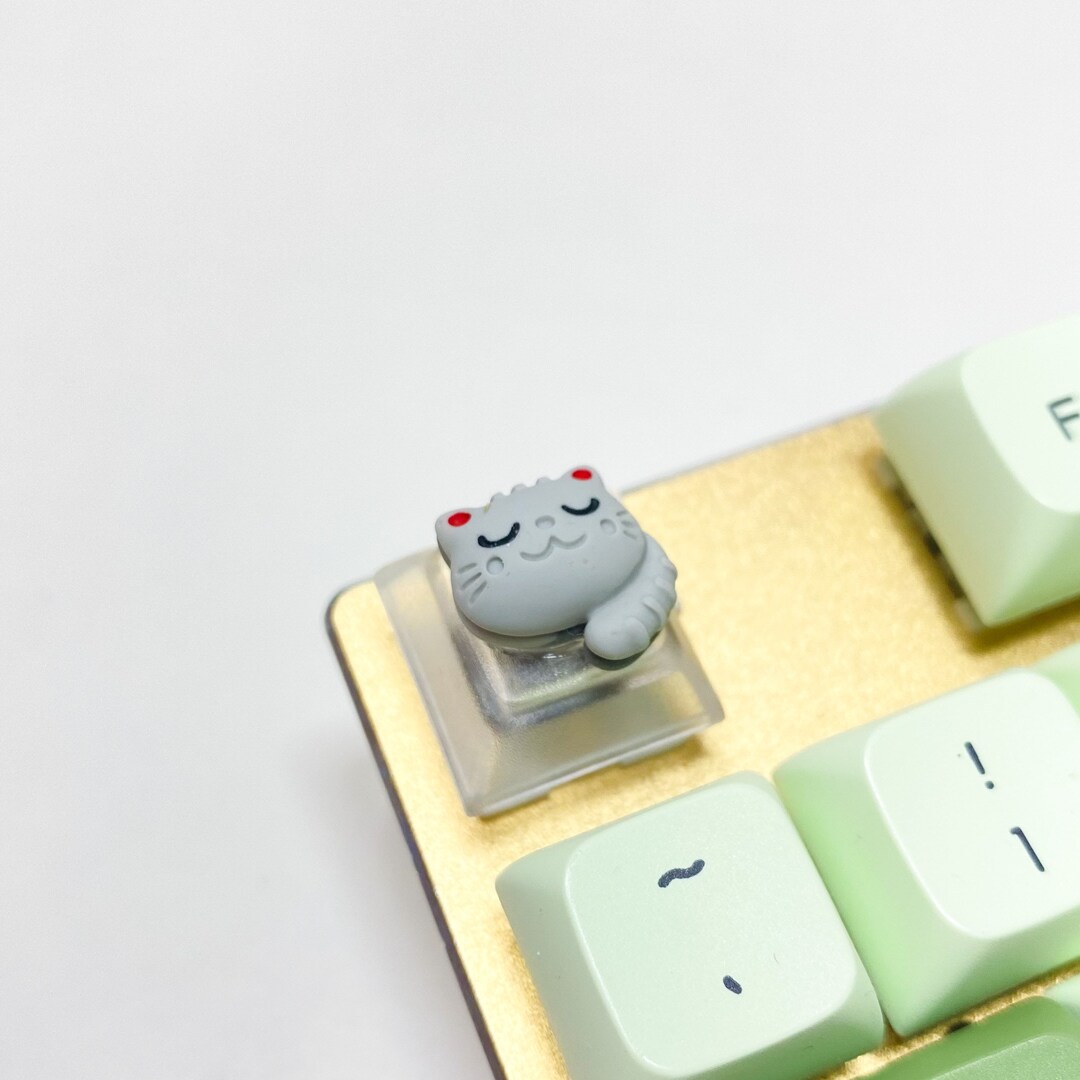 Grey Cat Kitty Keycap | Artisan Keycap - Etsy