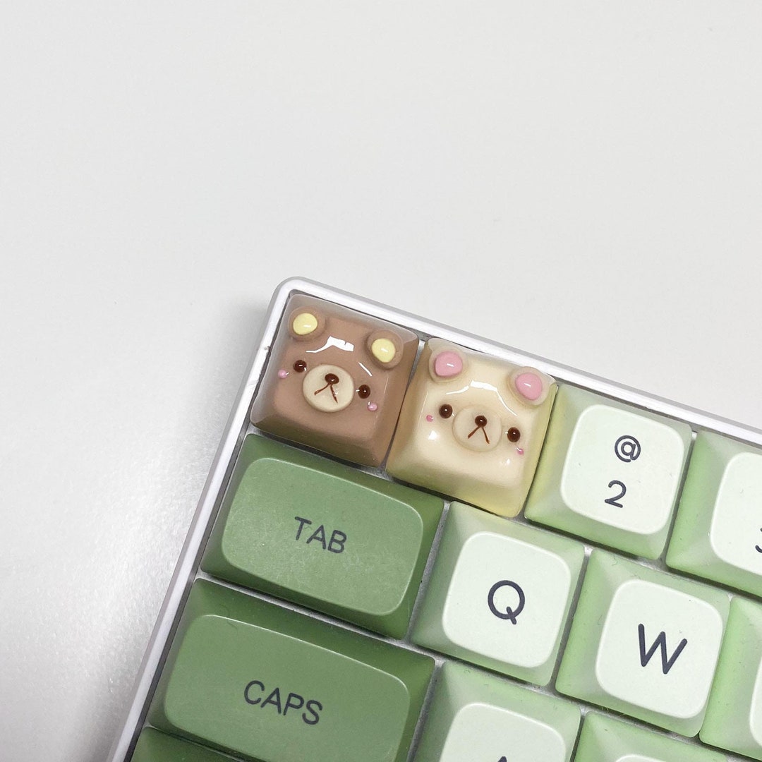 Brown and White Bear Keycap | Artisan Keycap - Etsy