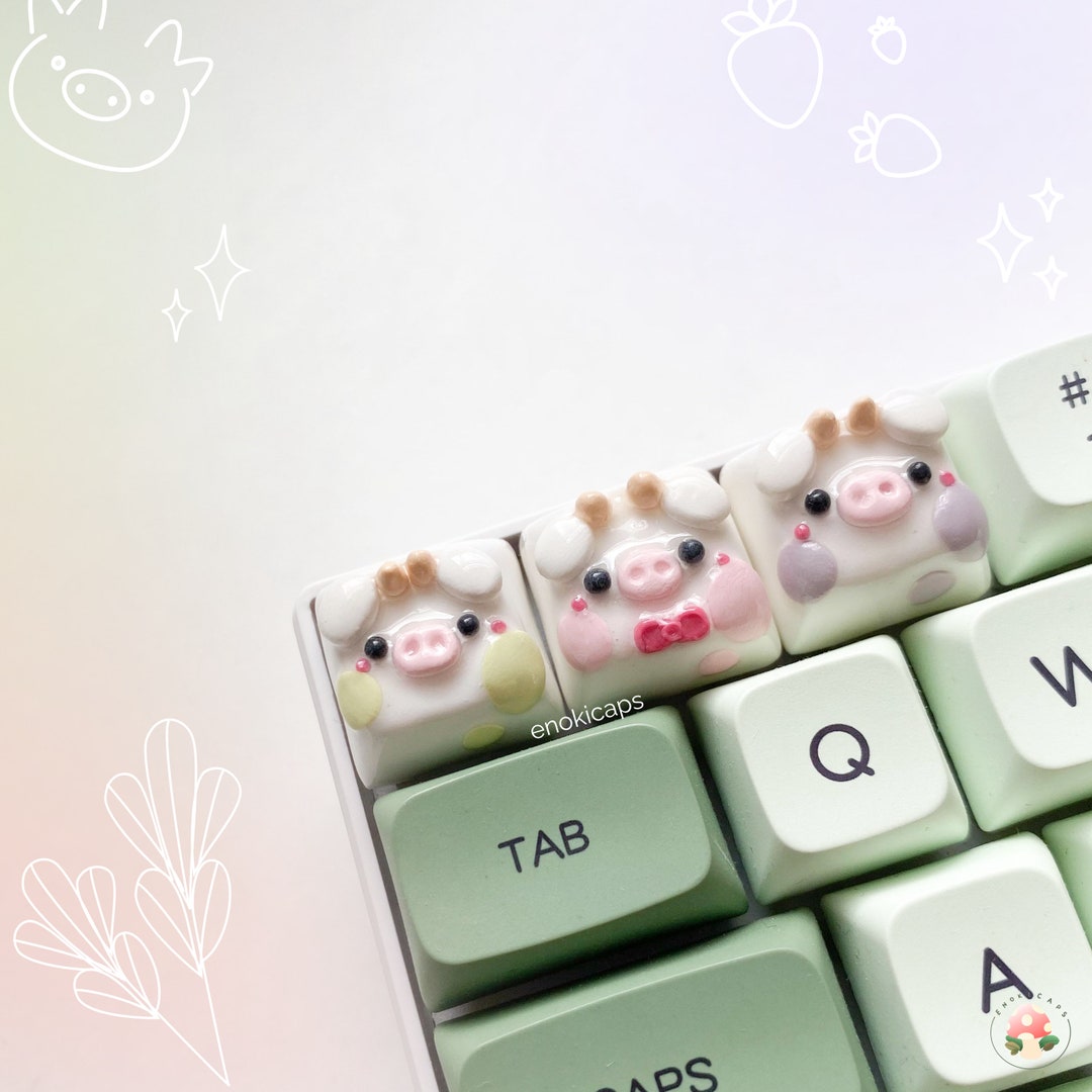 Strawberry Cow Keycap | Matcha Cow Keycap | Taro Cow Keycap | Artisan ...