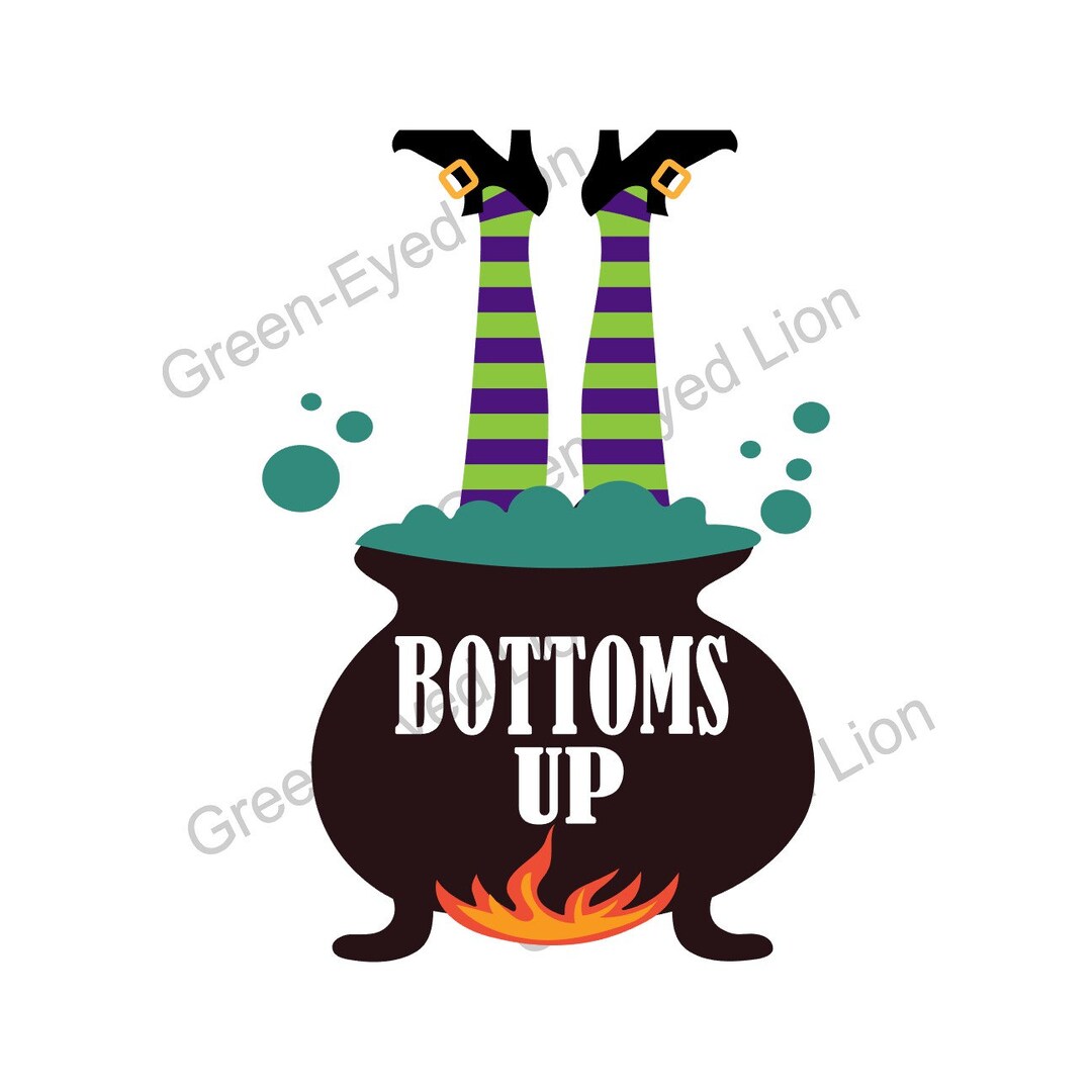 Bottoms up Halloween Digital File - Cauldron With Upside Down Witch Legs File for T-shirts ...