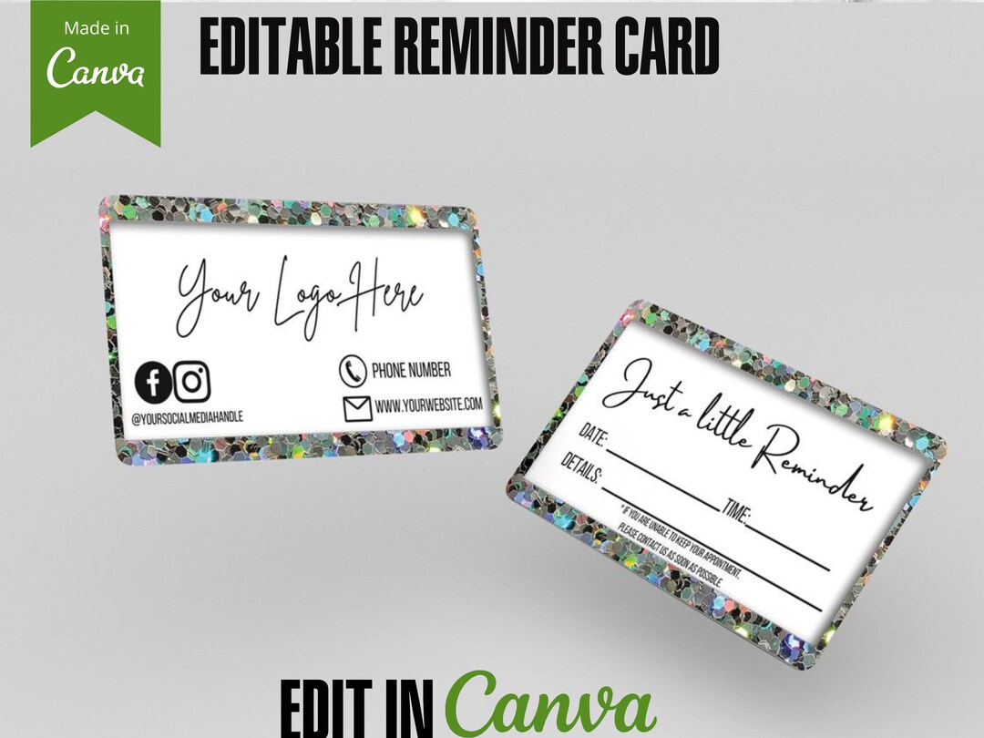 Reminder Card,reminder Template, Canva Business Editable Flyer Template ...
