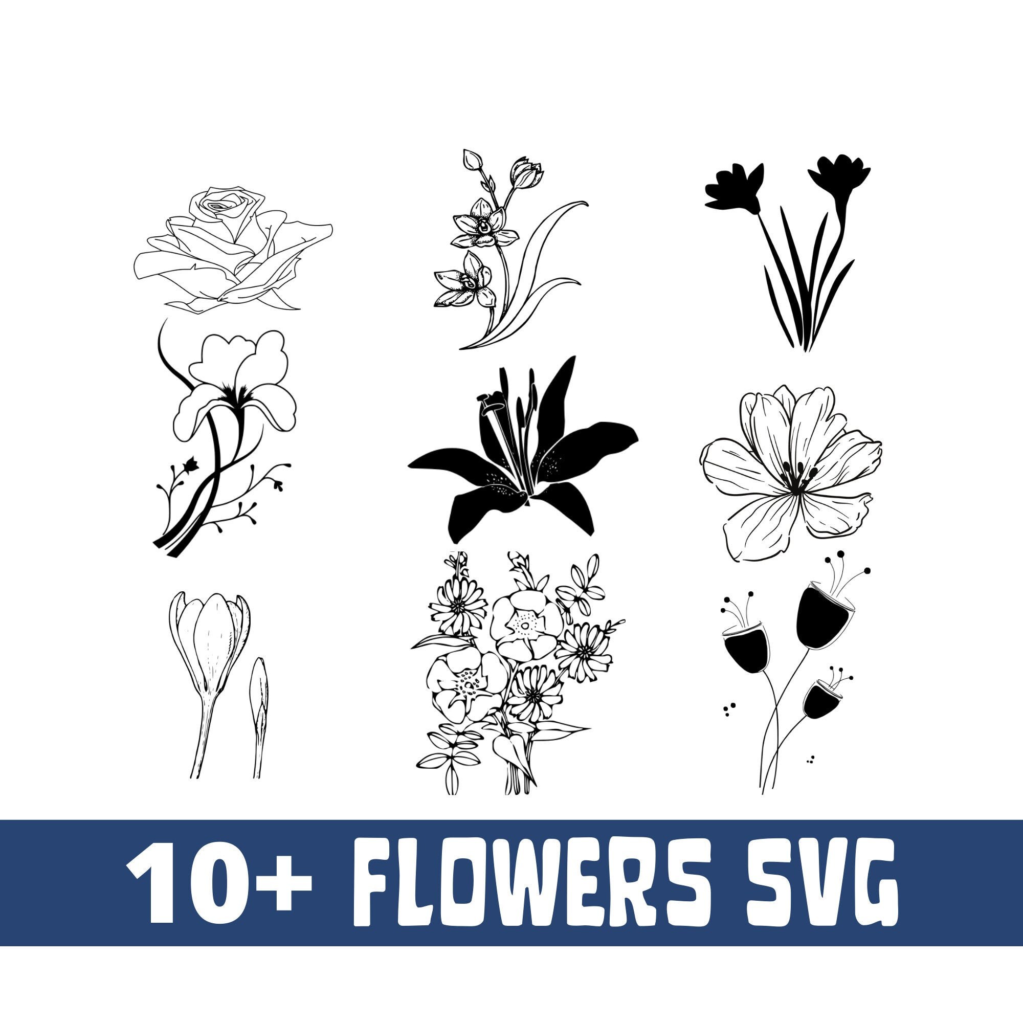 Minimalist Flower Svg | Floral Svg, Floral Clipart, Printable Wall Art ...