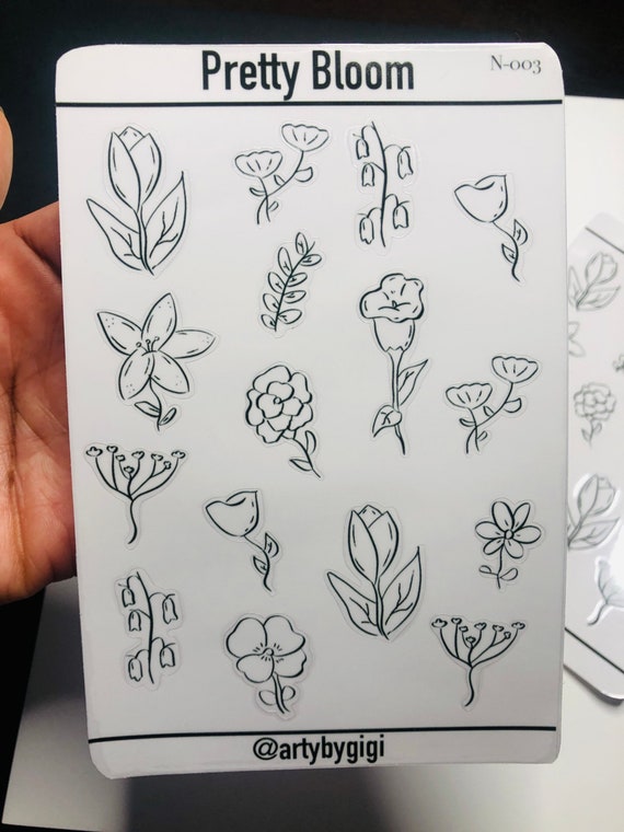 Clear Flower Stickers Transparent Stickers Floral - Etsy