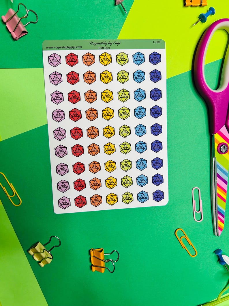 D20 Dice Dnd Planner Stickers, Deco, Organization, Functional Stickers ...
