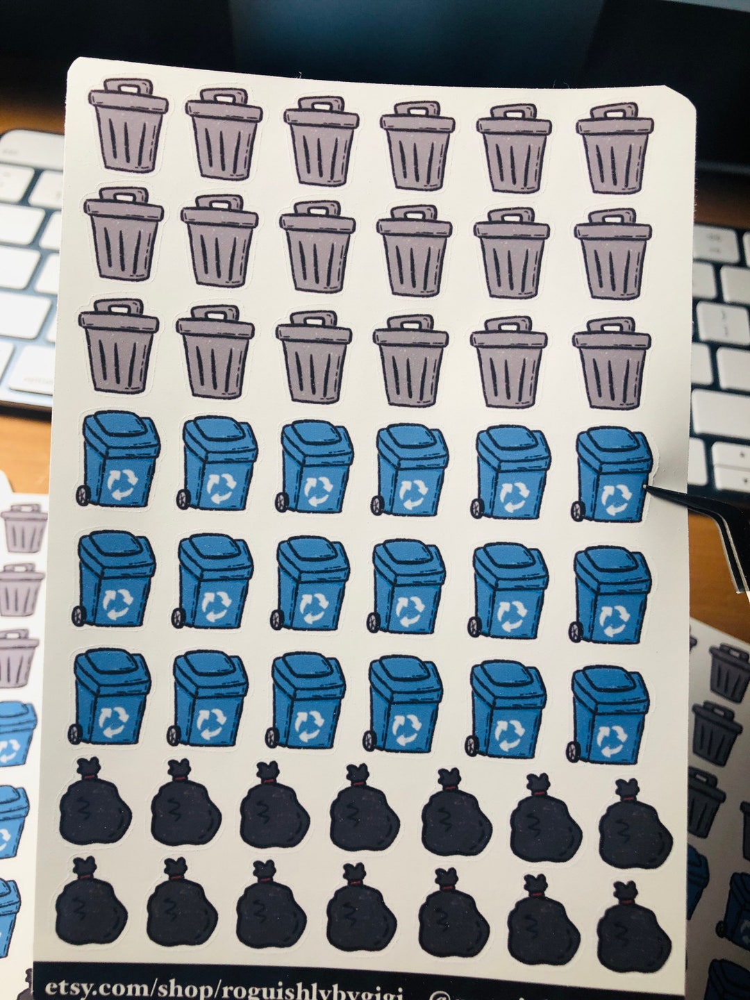 Trash Bin, Recycling, Planner Sticker Sheet, Bullet Journal ...