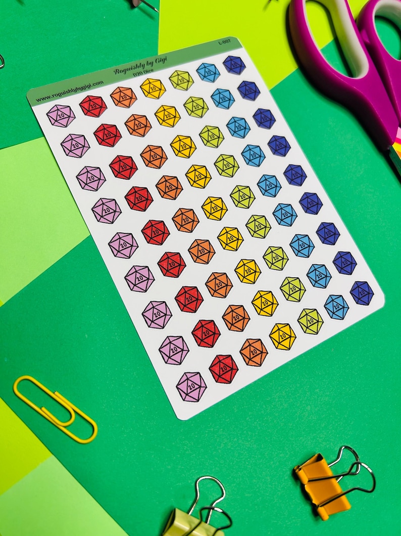 D20 Dice Dnd Planner Stickers, Deco, Organization, Functional Stickers ...