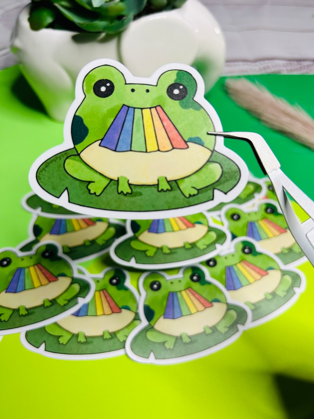 Rainbow Frog, Froggy, Vinyl Sticker, Decal, - Etsy