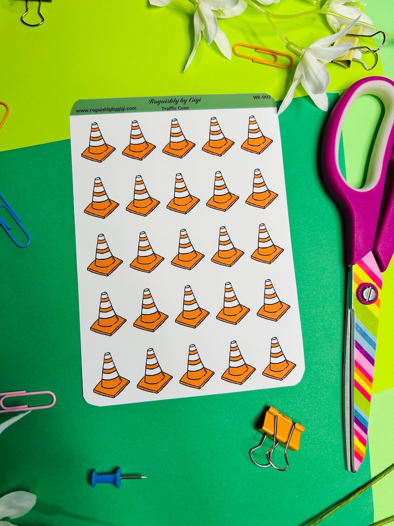 Traffic Cone Planner Stickers, Construction Planner Sticker Sheet ...