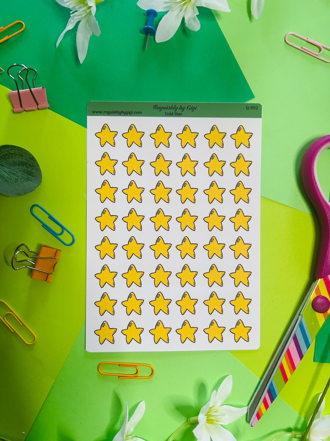 Gold Star Planner Sticker Sheet, Deco, Organization, Functional ...