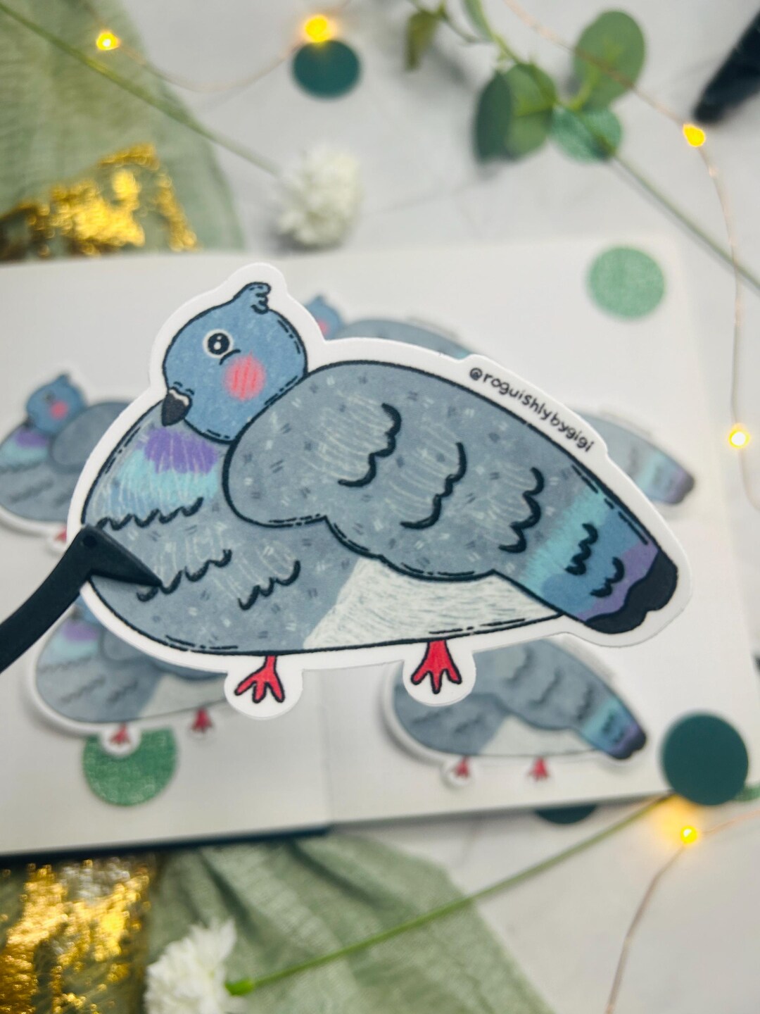 Cute Pigeon Sticker, City Bird, Animal Lover, Bird Illustration, Die ...