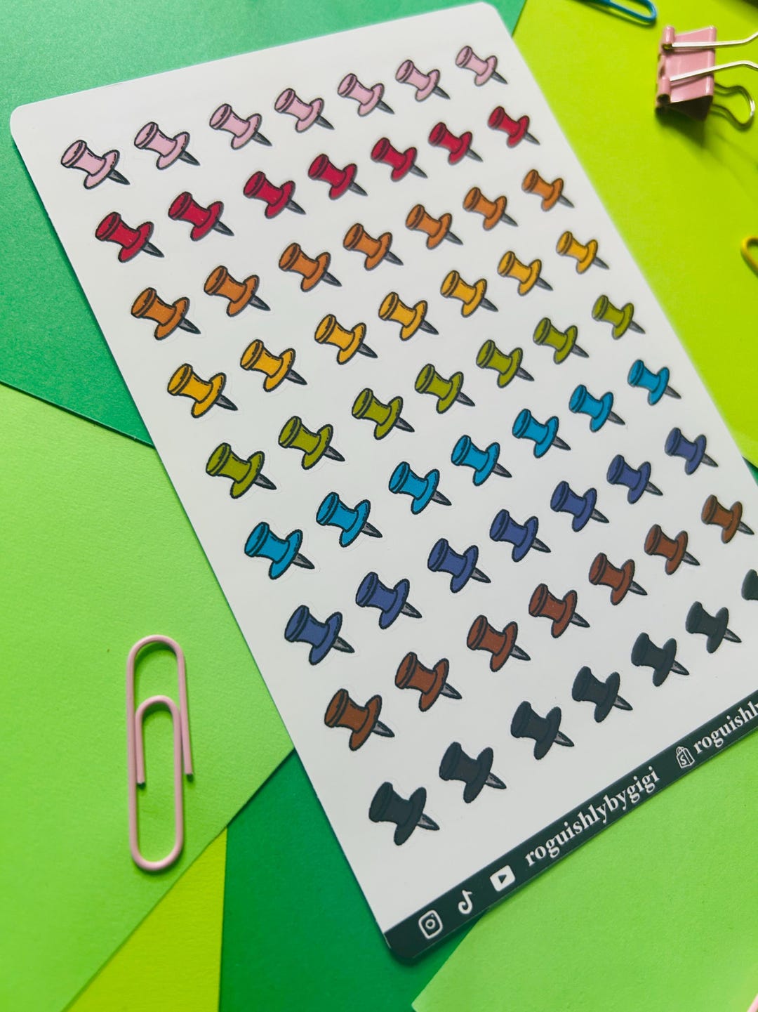 Push Pin Planner Stickers, Mini Icon Sticker, Reminders for Journals ...