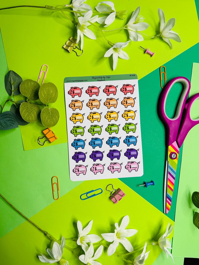 Piggy Bank Planner Stickers, Savings Tracker Stickers, Budget, Finance ...
