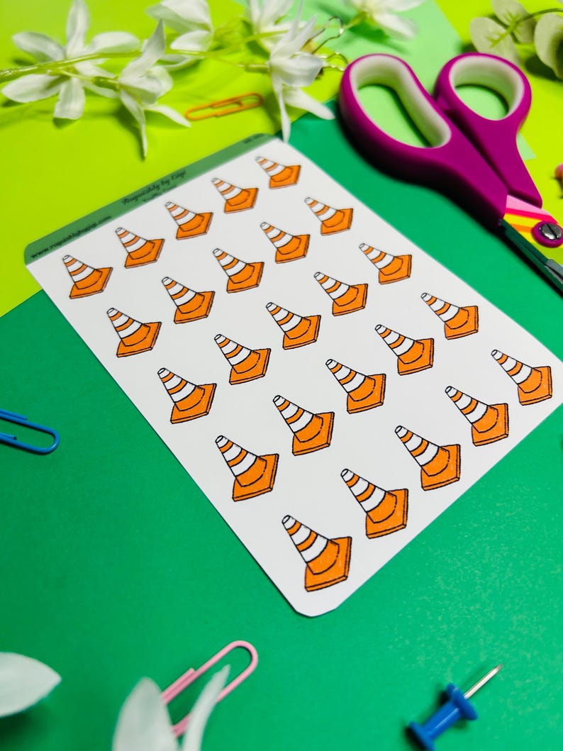 Traffic Cone Planner Stickers, Construction Planner Sticker Sheet ...