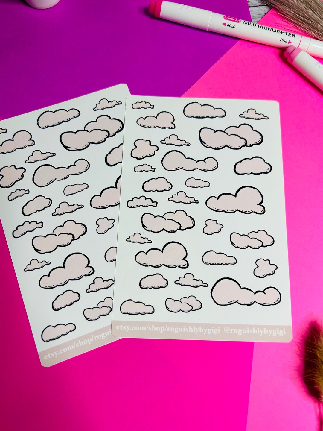Pink Clouds Planner Sticker Sheet, Bullet Journal, Scrapbook, Bujo - Etsy