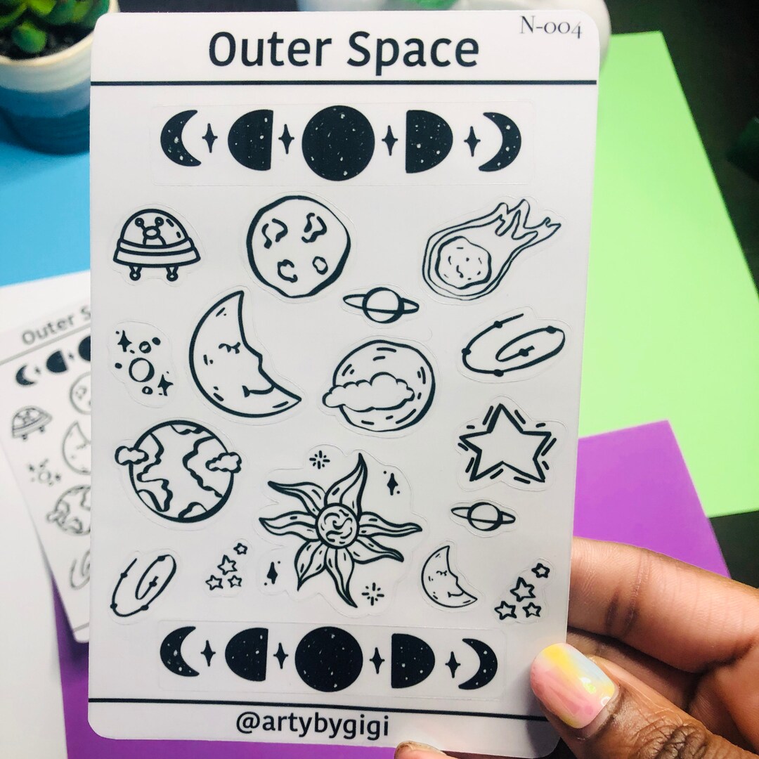 Outer Space Transparent Sticker Sheet for Astronomy Lovers, Galaxy ...