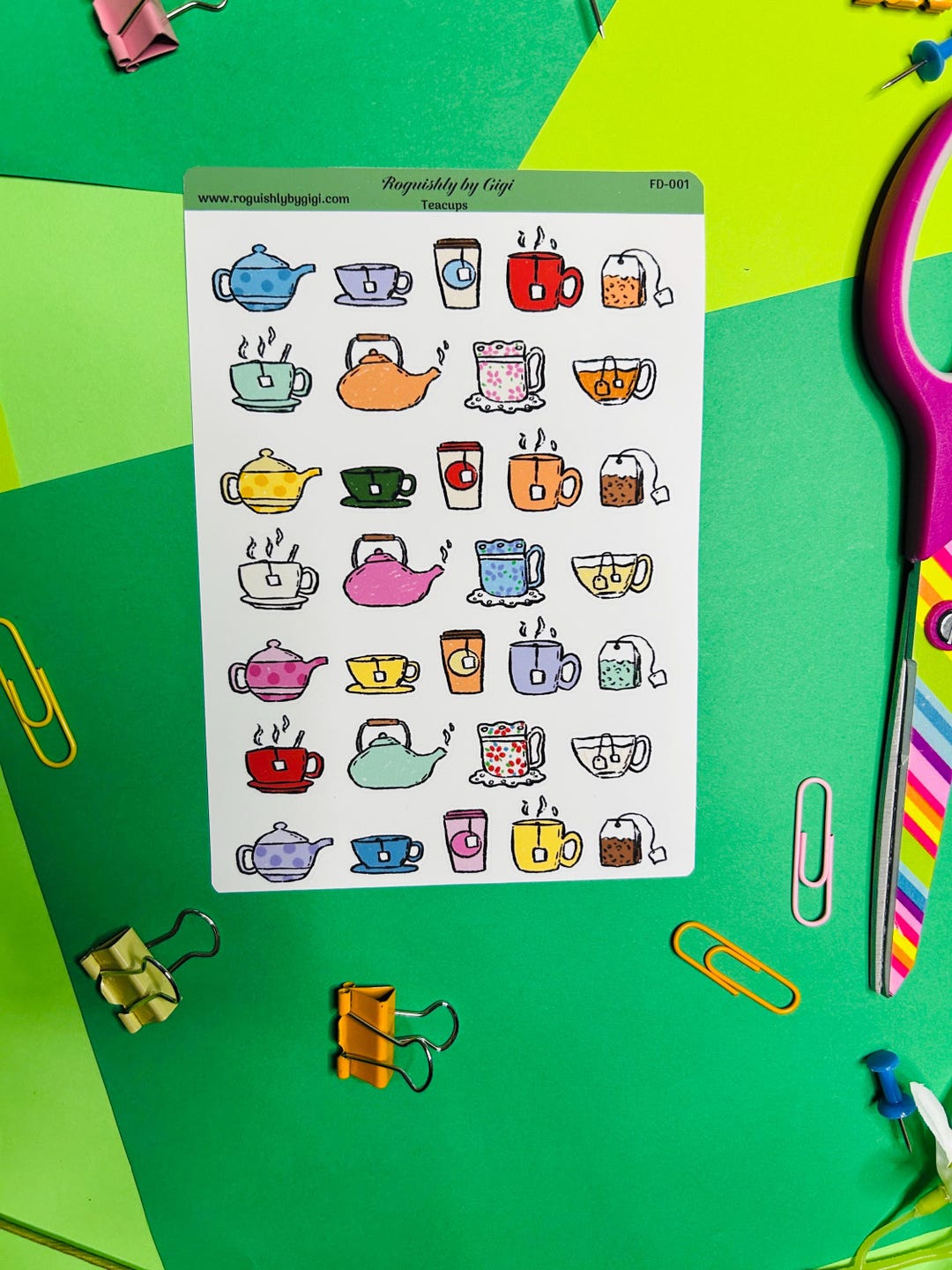 Tea Time Planner Stickers, Reminders for Journals, Planners, Calendars ...