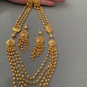 Gold Neckless Set Indian Bollywood Traditional Bridal - Etsy