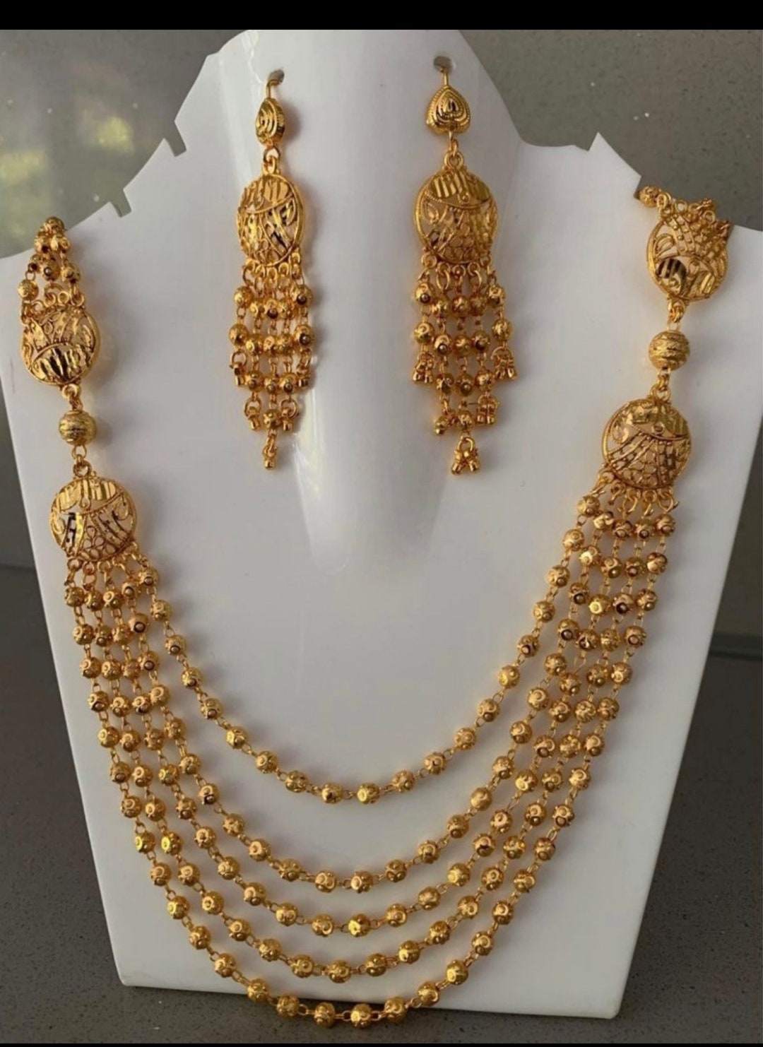 Gold Neckless Set Indian Bollywood Traditional Bridal Jewellery Wedding ...