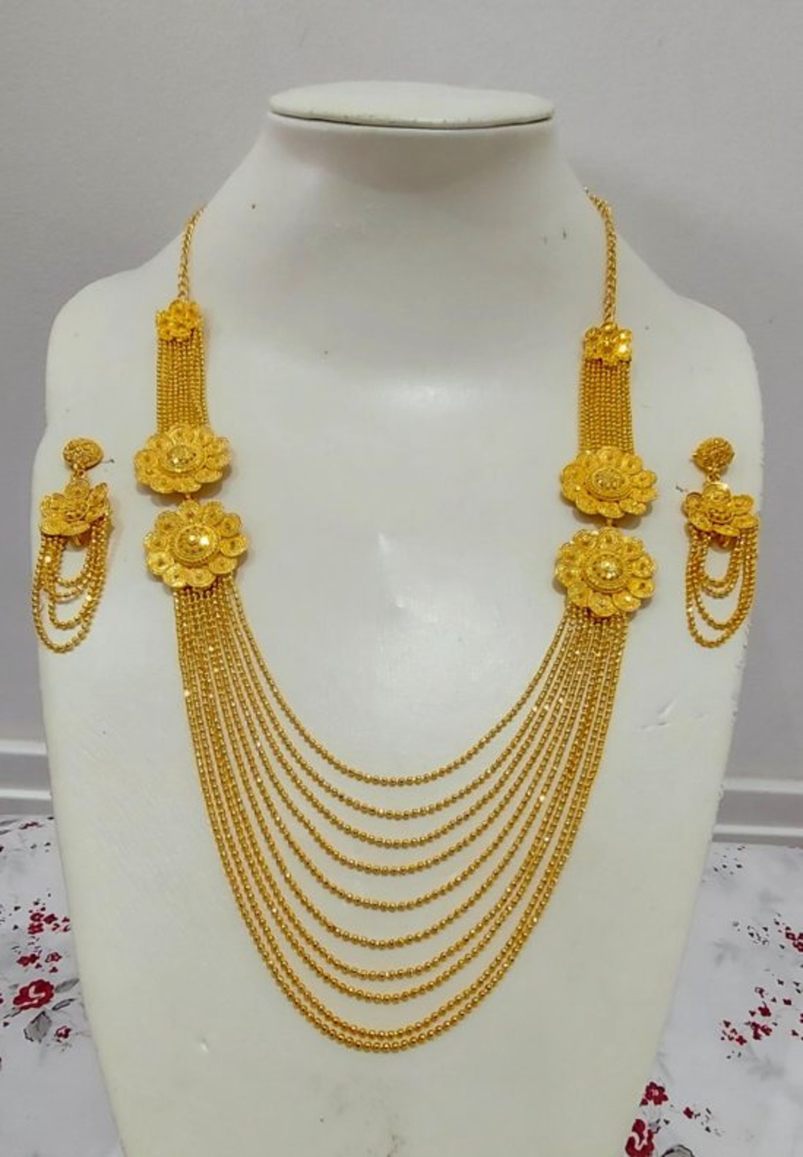 Gold Neckless Set Indian Bollywood Traditional Bridal - Etsy