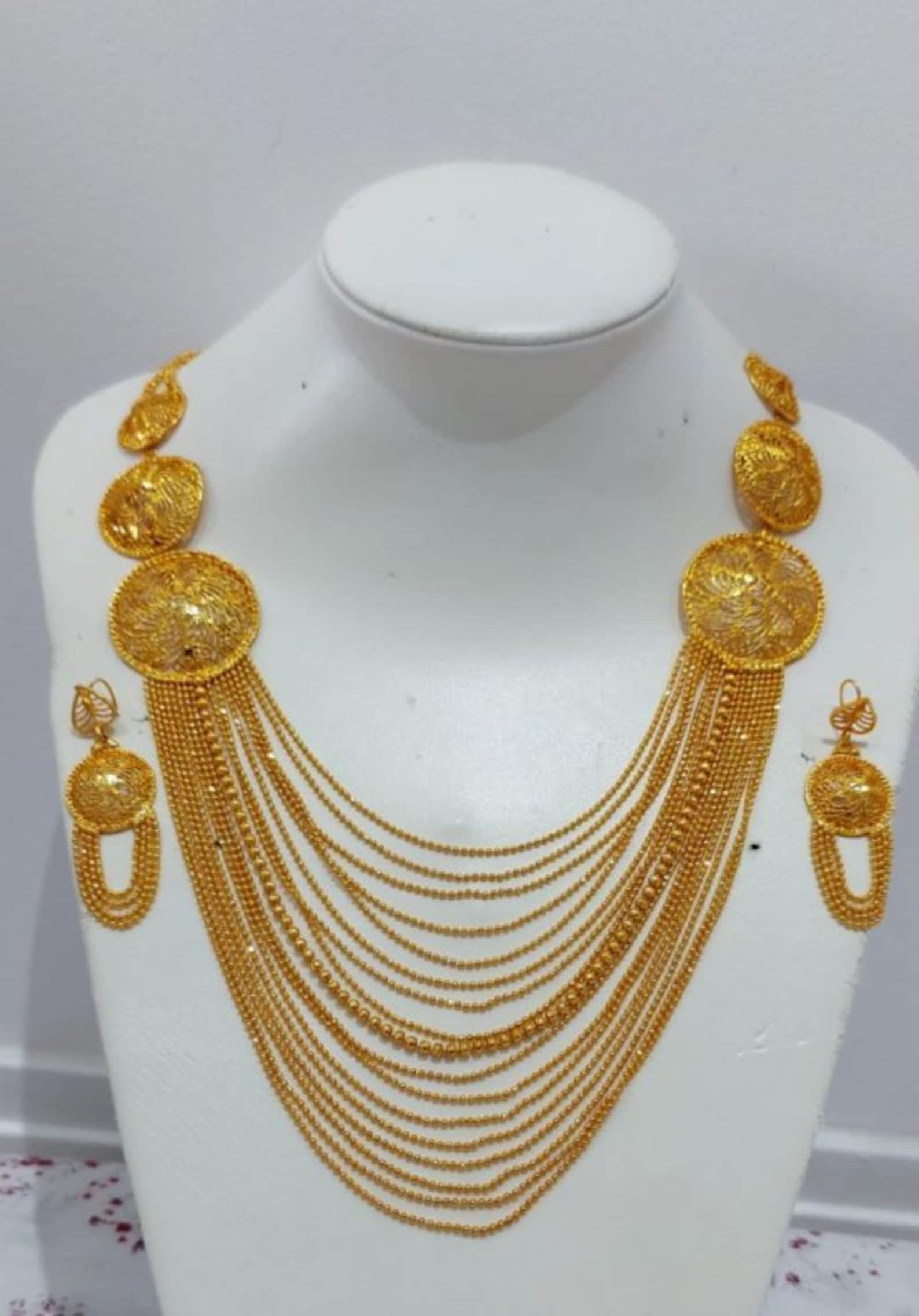 Gold Neckless Set Indian Bollywood Traditional Bridal - Etsy