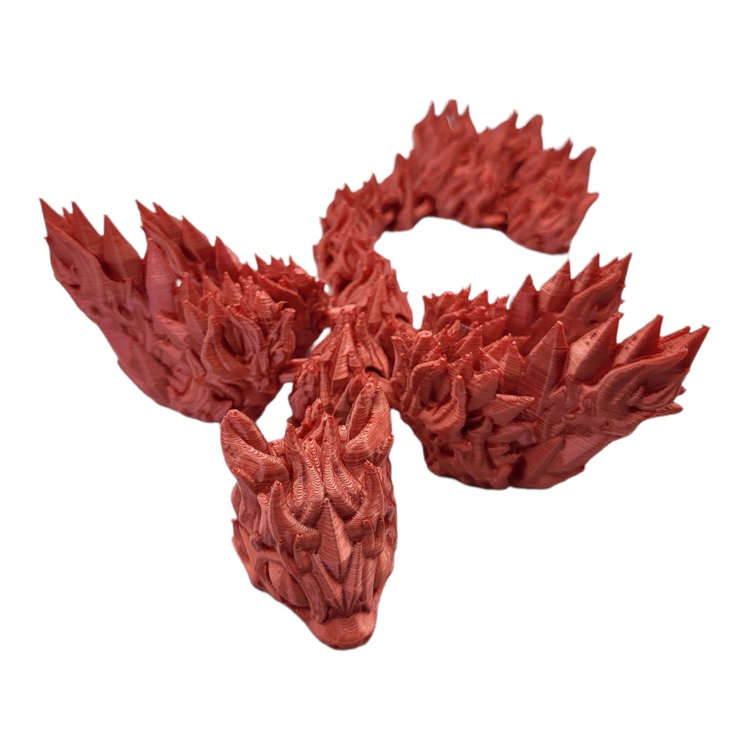 3D Printed Articulating Winged Fire Dragon From Tik Tok - Fidget Toy ...
