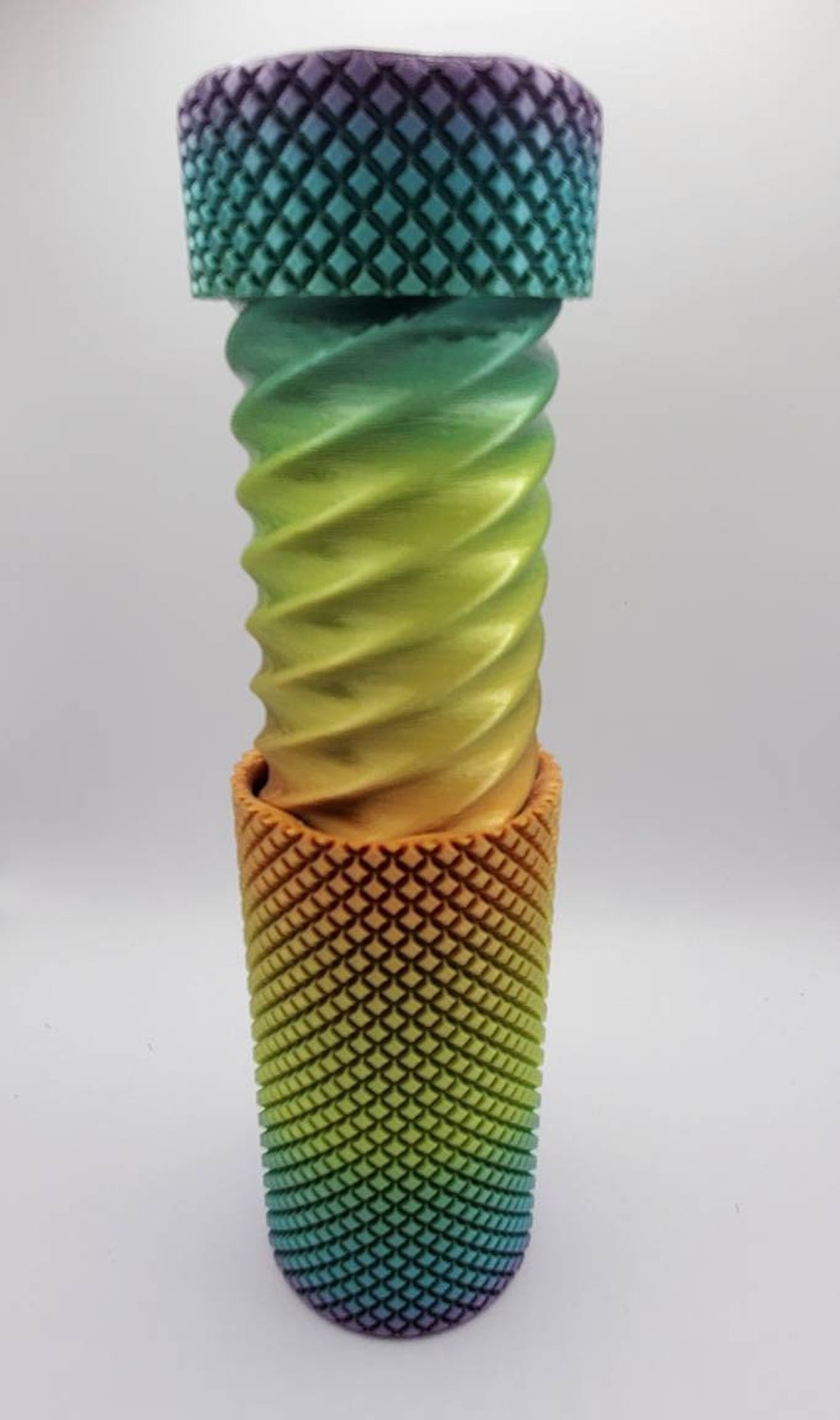 3d Printed Knurled Twist Container Self Closing Nug Jug - Etsy