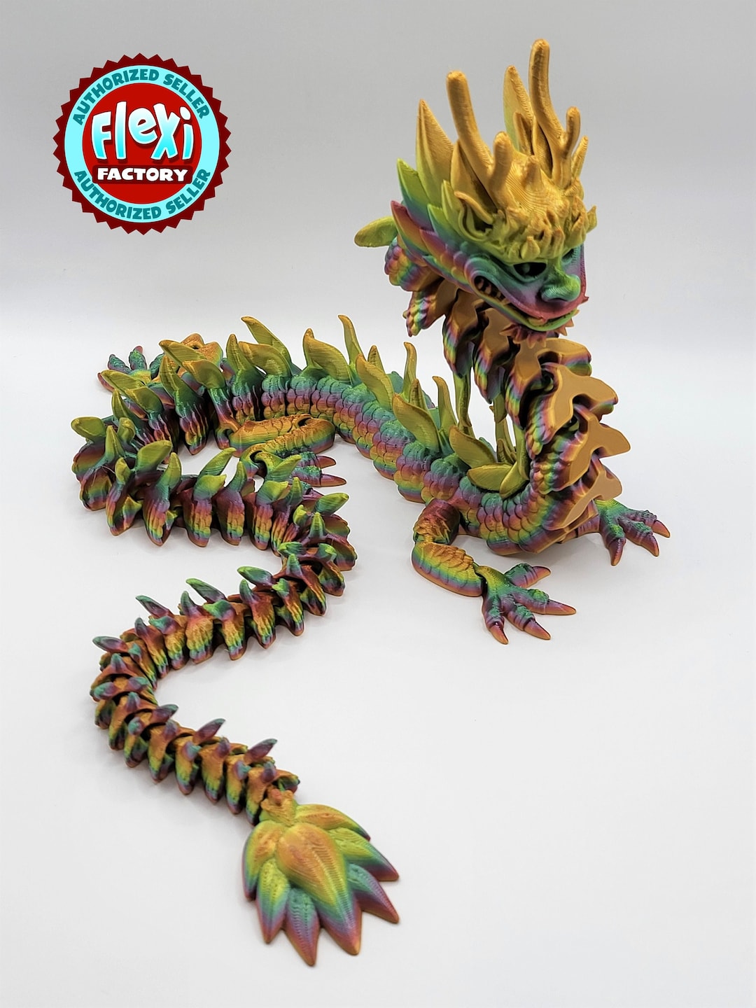 3D Printed Toy Articulating Flexi Dragon, Imperial Dragon, Flexi ...