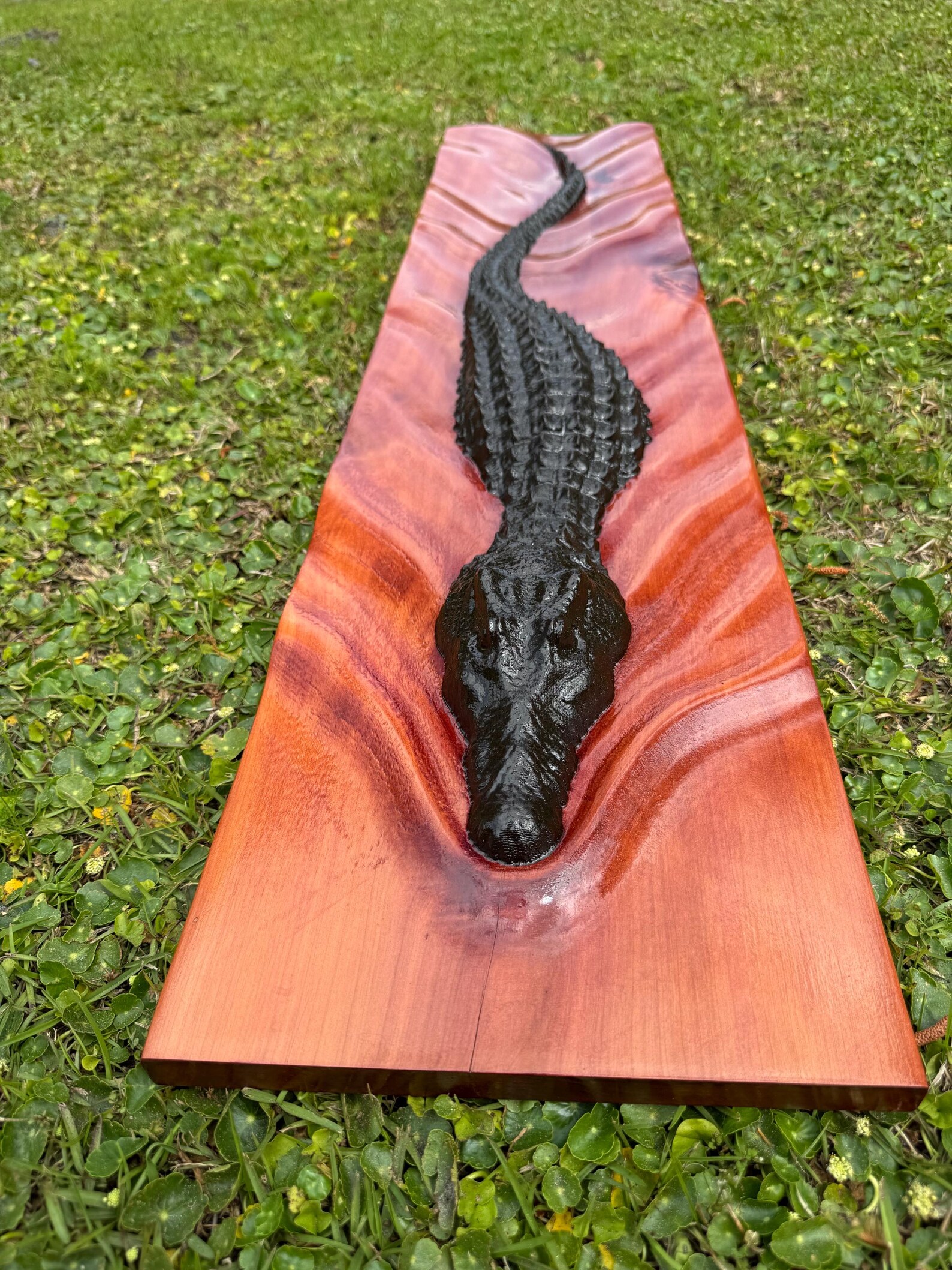XL 3D Carved Swimming Alligator - Cedar - Etsy