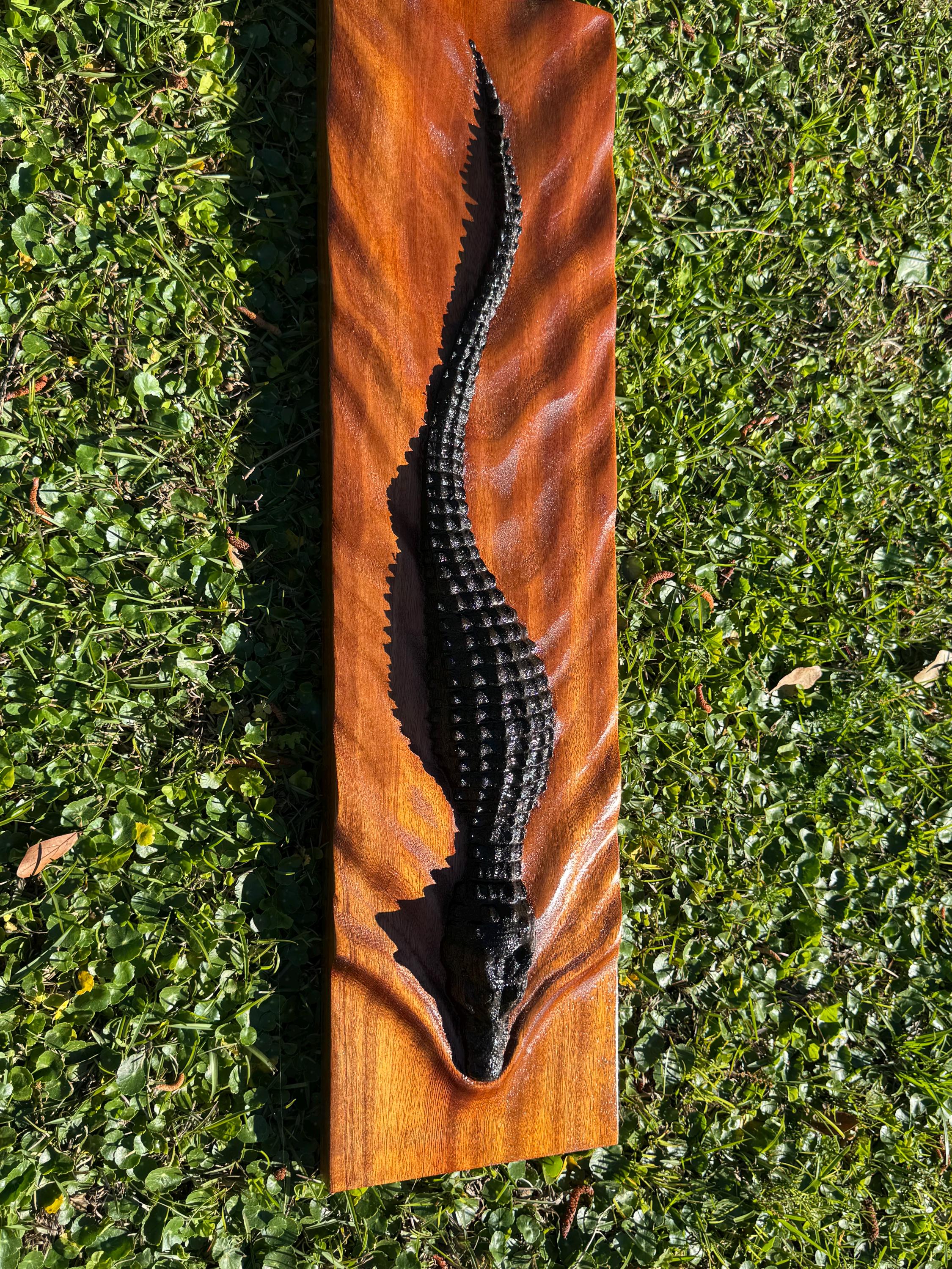 3D Alligator Wood Carving - African Sapele, Florida Art - Etsy