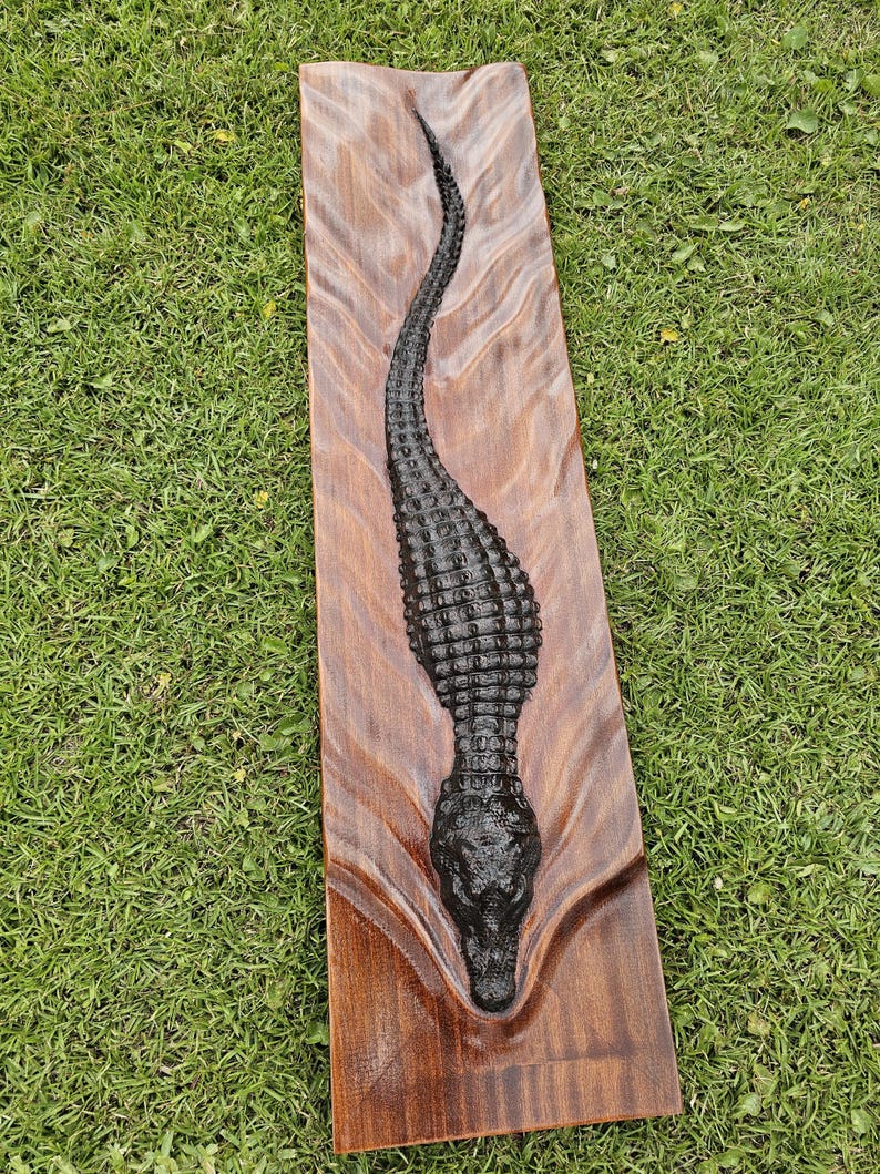 3D Carved XL Swimming Alligator - African Sapele - Etsy