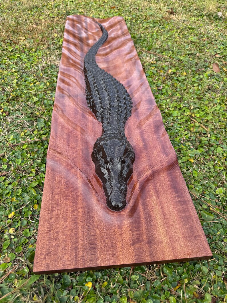 Engraved Sapele Wood Alligator Art – 48" Wall Decor - Etsy