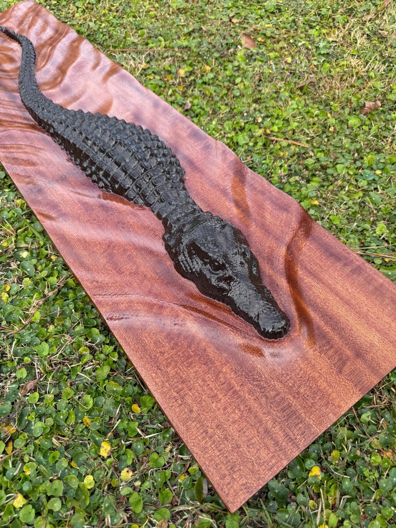 Engraved Sapele Wood Alligator Art – 48" Wall Decor - Etsy